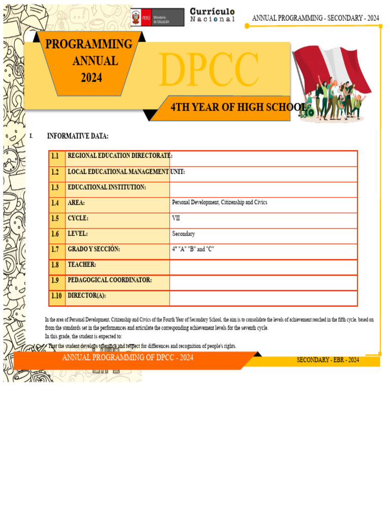 Annual Programming DPCC 4° - 2024 | PDF | Citizenship | Multiculturalism