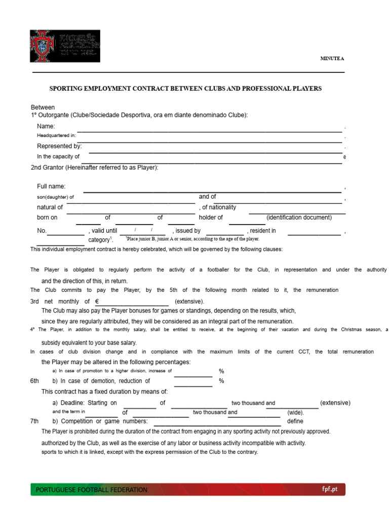 Football Employment Contract Template | PDF | Justice | Crime & Violence