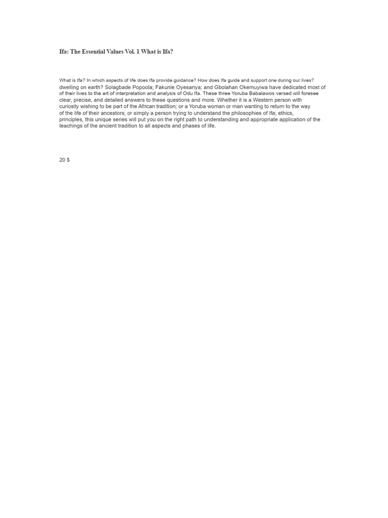 PROPAGANDA Ifa - The Essential Values Vol 1 - What Is Ifa | PDF