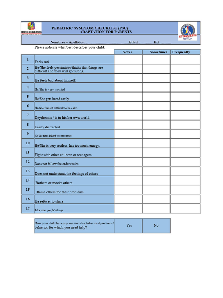 AUDIT Questionnaire Instruments - C and PSC Adolescents | PDF ...