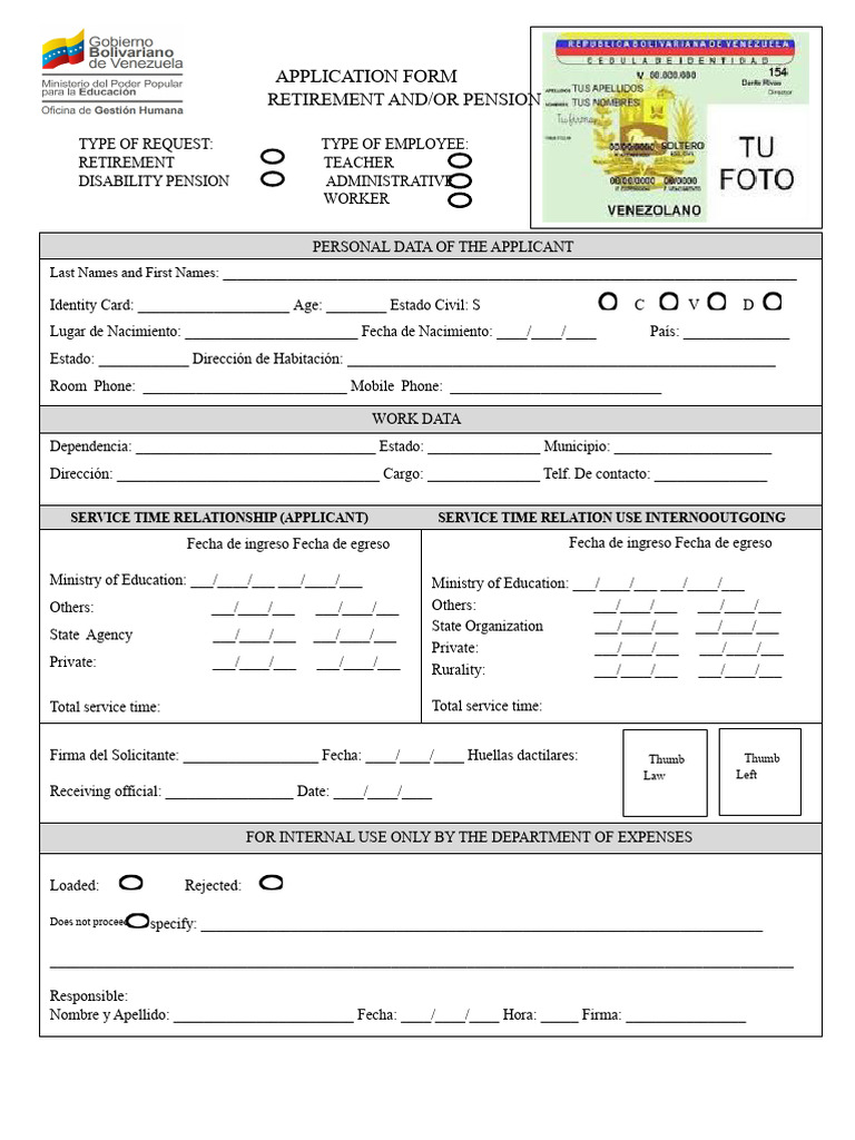 Retirement - Pension Application Form | PDF