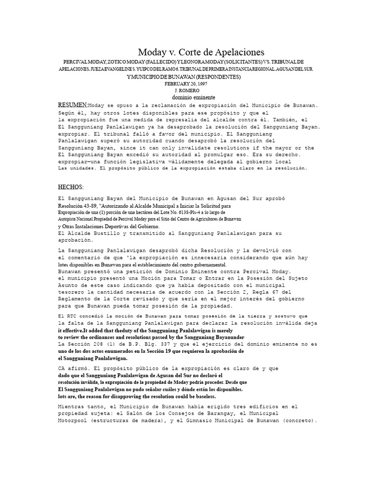 Moday V CA | PDF | Dominio eminente | Filosofía Aplicada