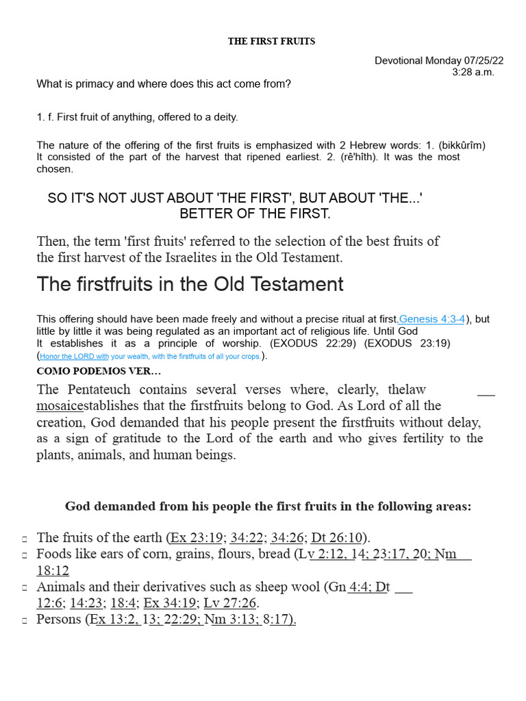 Understanding First Fruits in Worship | PDF | Resurrection Of Jesus | Jesus