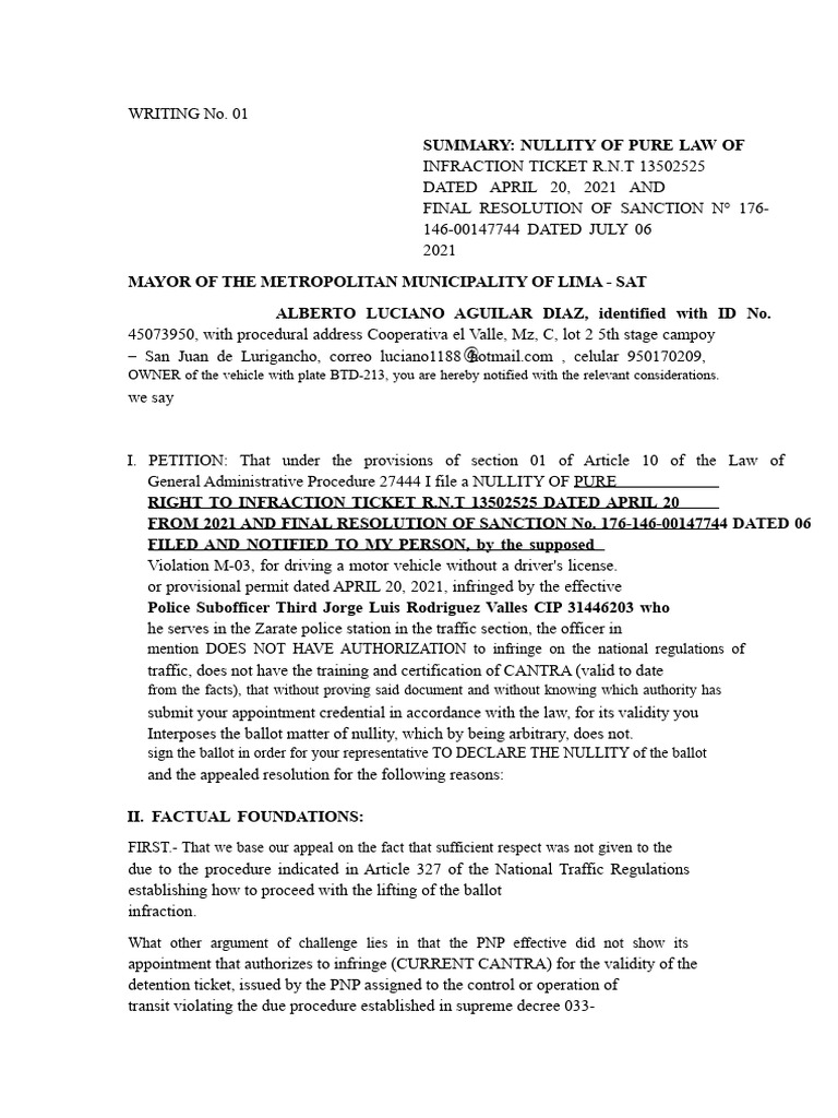 Written 01 Nullity of Ballot | PDF | Decree | Justice