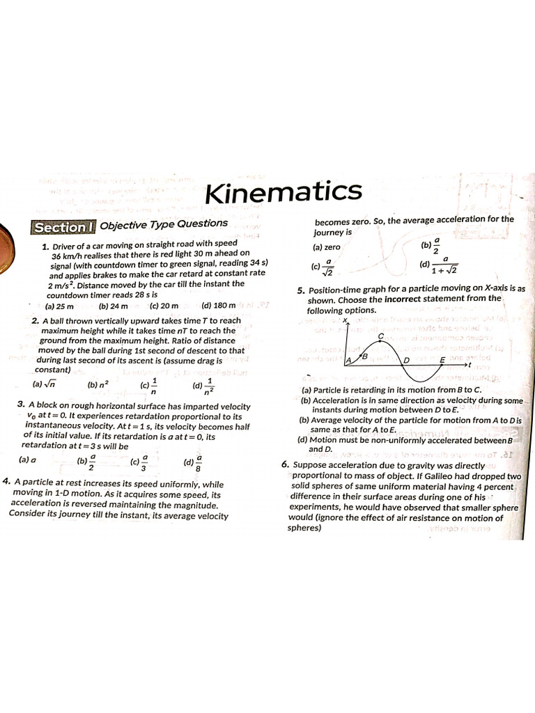 Kinematics(1D and 2D) | PDF