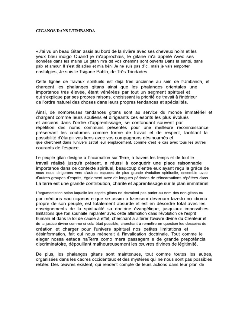 Les Ciganos et leur rôle dans l'Umbanda | PDF | Roms | Dieu