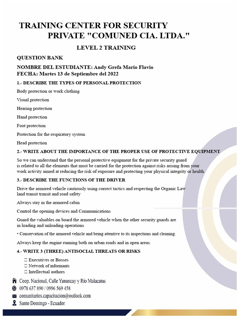 Training Level 2 Question Bank | PDF | Violence | Telephone