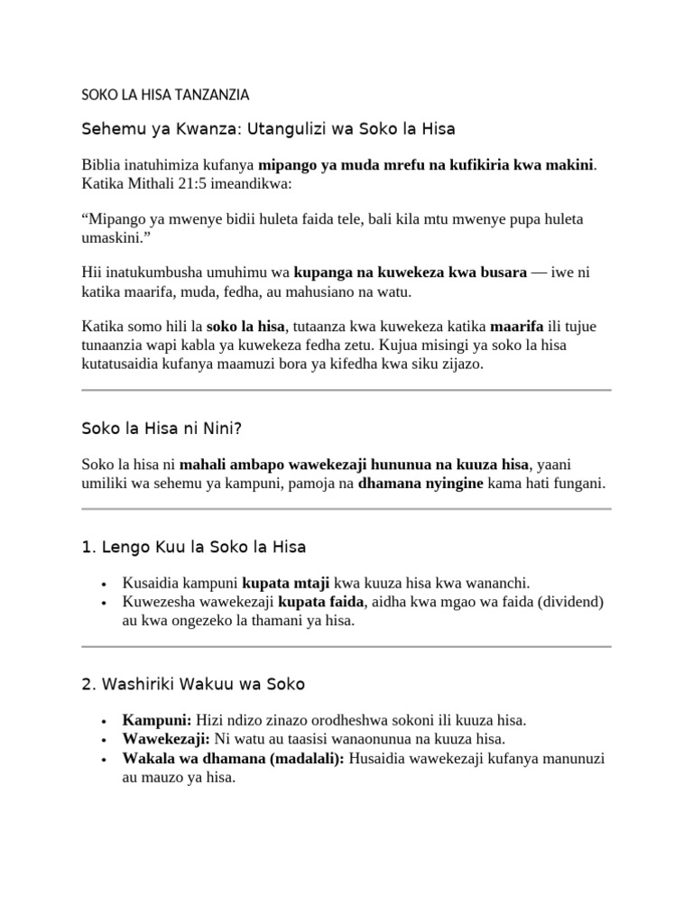 SOKO LA HISA PART 1 (9th Nov 2025) | PDF