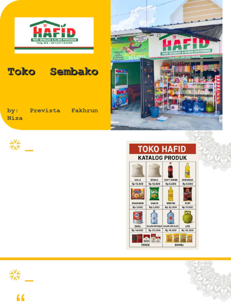 Pitch Deck_prevista_toko Sembako_toko Hafid 10 Slide | PDF