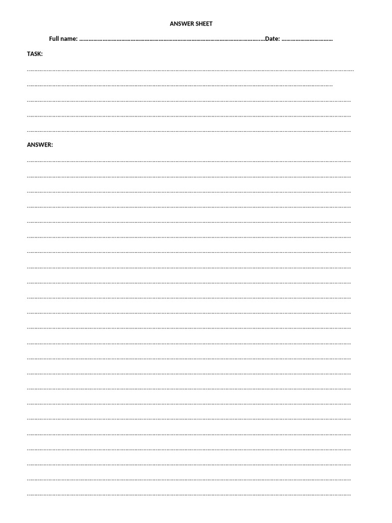 Answer Sheet | PDF