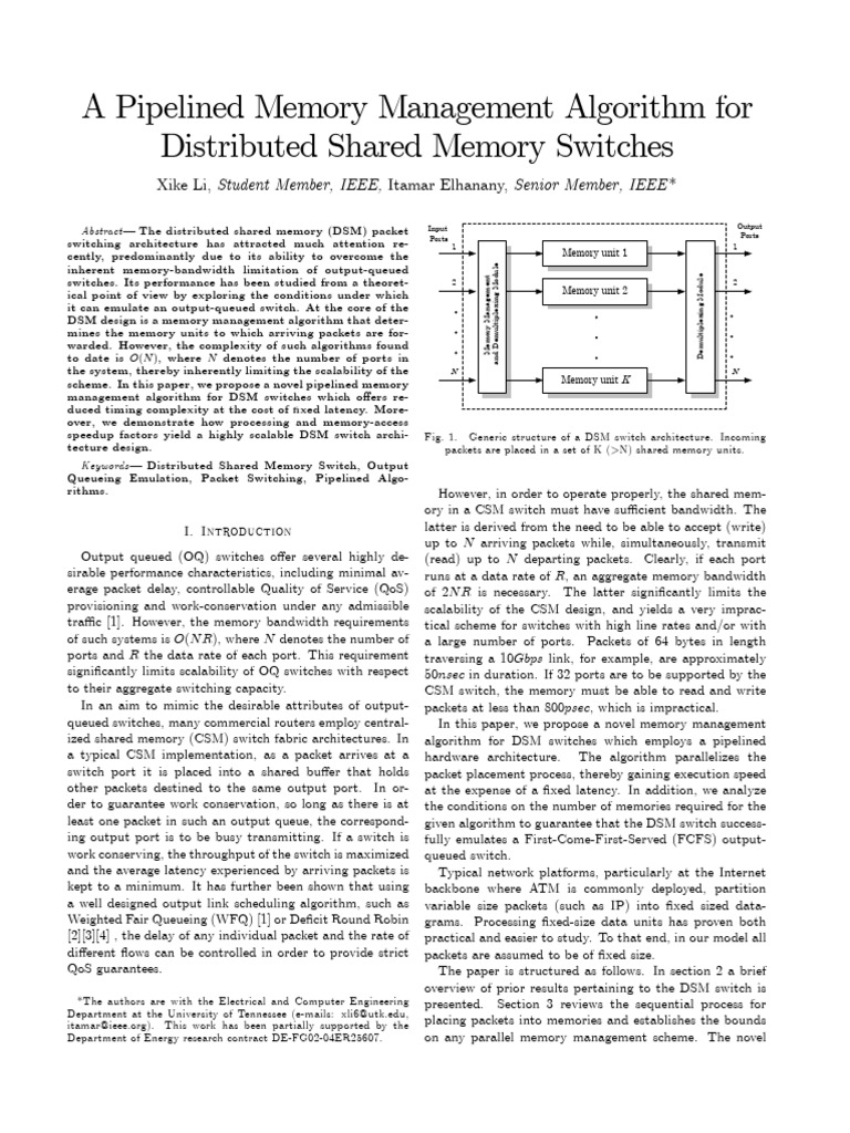 A Pipelined Memory Management Algorithm For Distributed Shared Memory ...