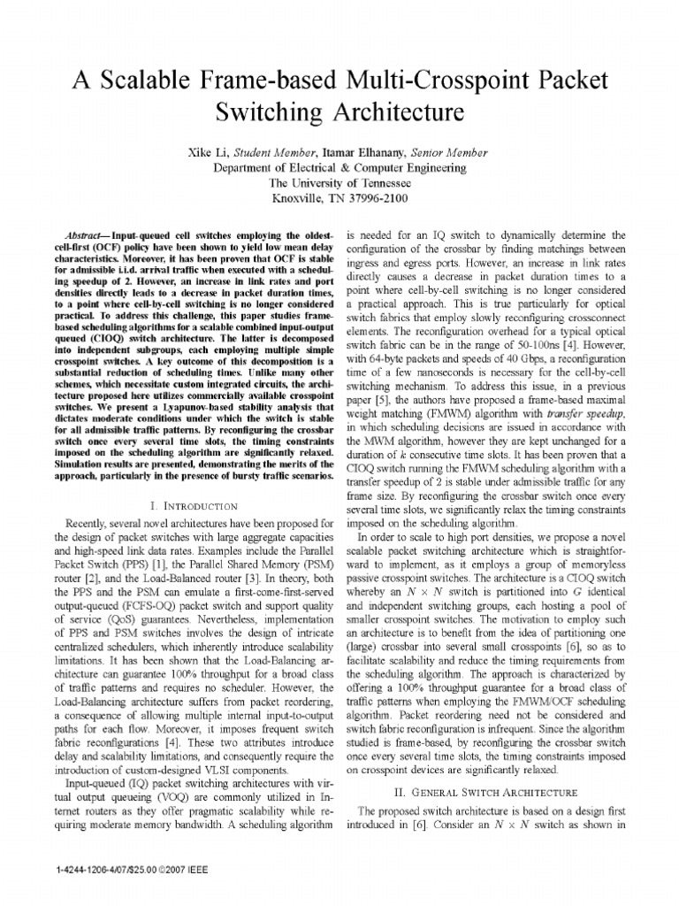 A Scalable Frame-Based Multi-Crosspoint Packet Switching Architecture ...
