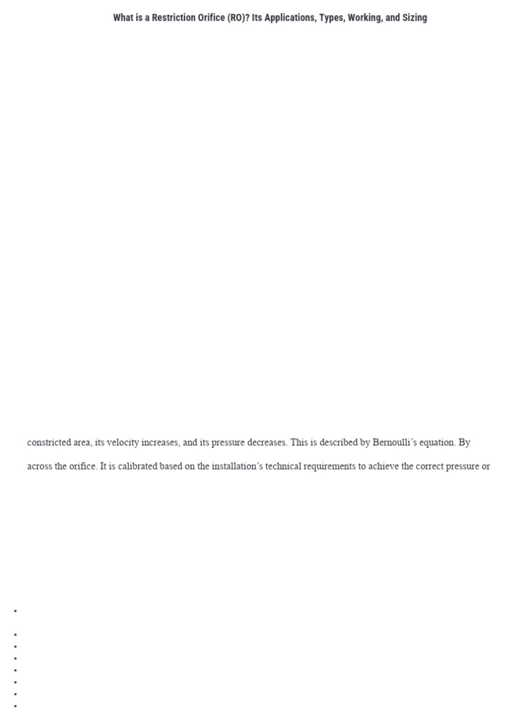 What Is A Restriction Orifice | PDF | Flow Measurement | Mechanical ...
