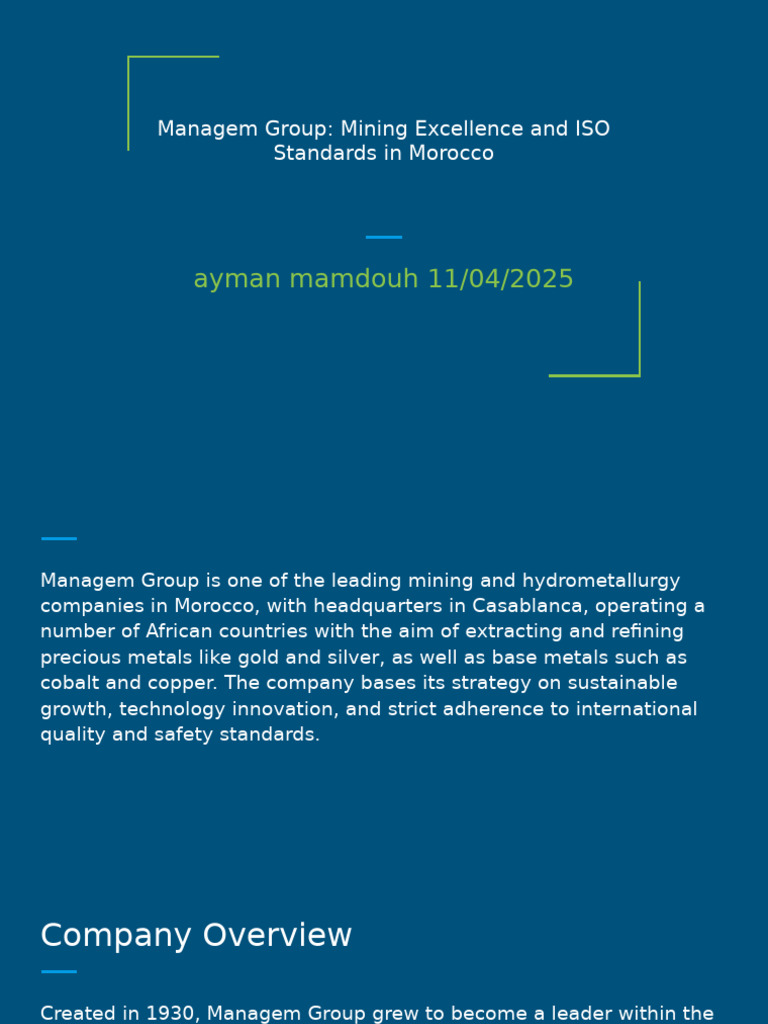 Managem Group: Mining & ISO Standards | PDF | Business | Economies