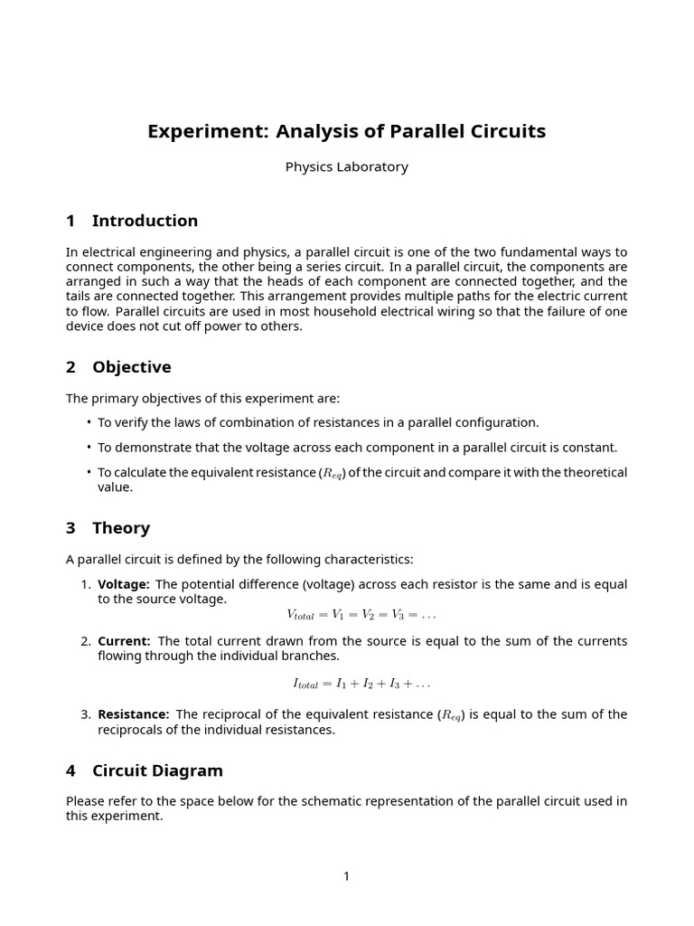 Parallel Circuit Experiment Analysis | PDF | Series And Parallel ...
