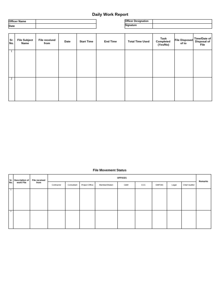 Proforma 1 (Daily Work Report) | PDF