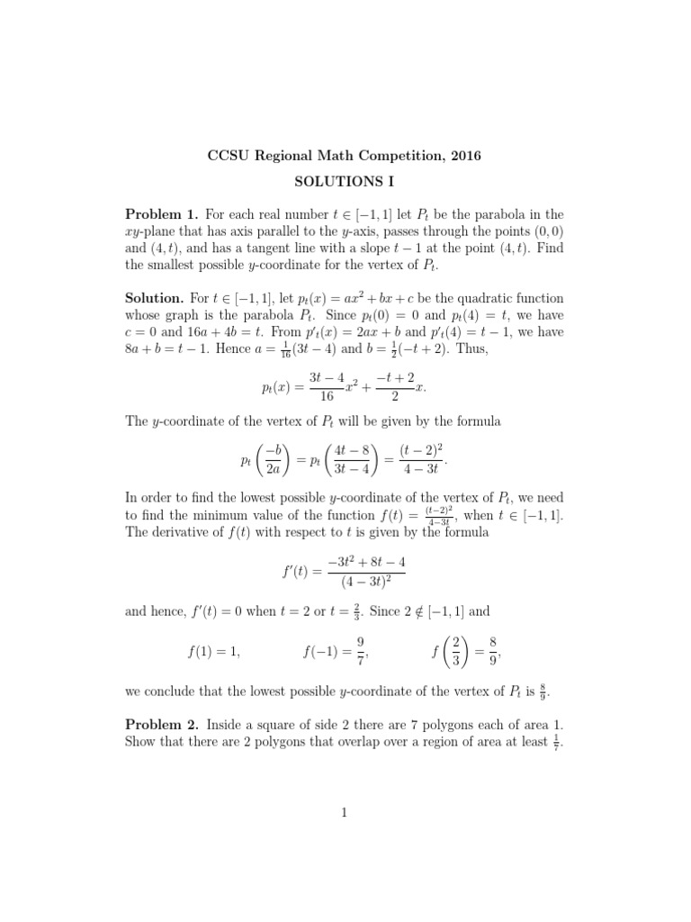 CCSU Regional Competition 2016 | PDF | Quadratic Equation | Elementary ...