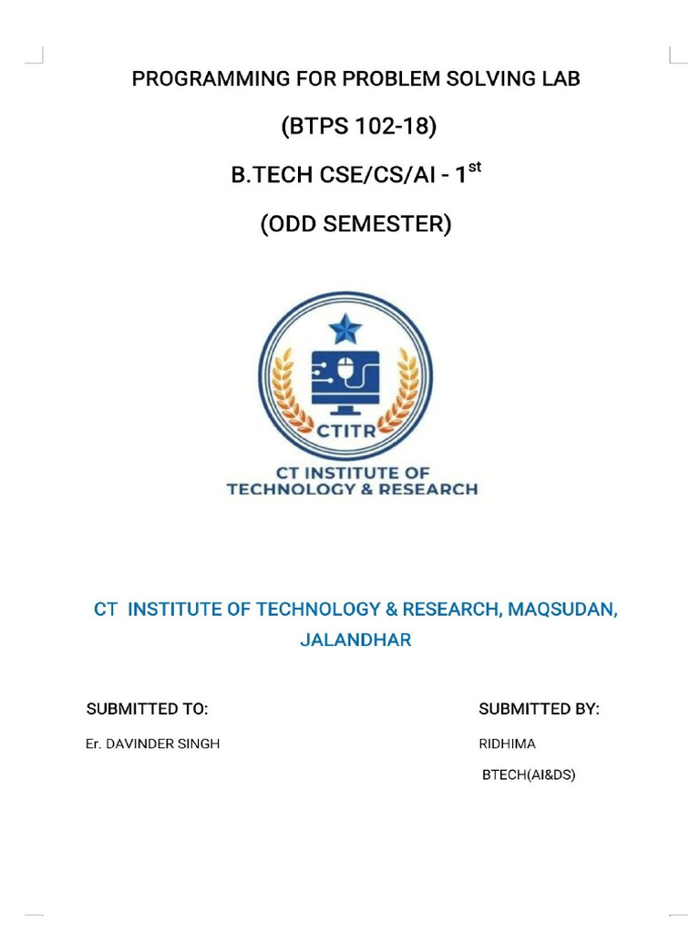 PPS Practical File | PDF | Computer Programming | Computer Program