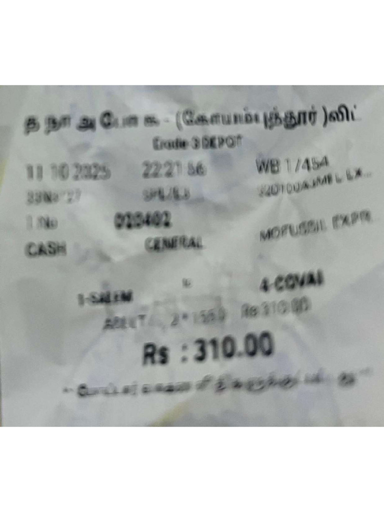 Salm To Cbe Bus Ticket | PDF
