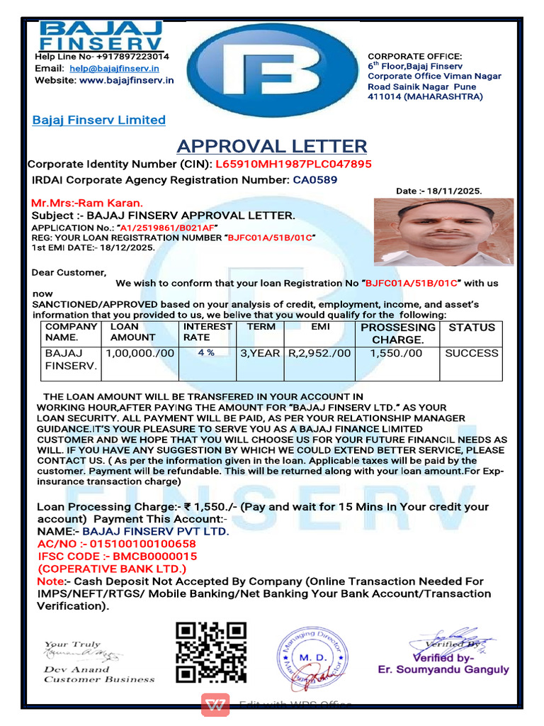 Bajaj Finserv Approval Latter-1-1-1-1-1-2-1-1-1-1-1-2-1-1-1-1-1 | PDF ...
