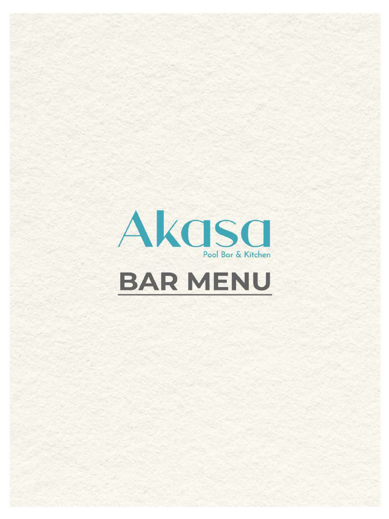 Akasa Drinks Menu | PDF