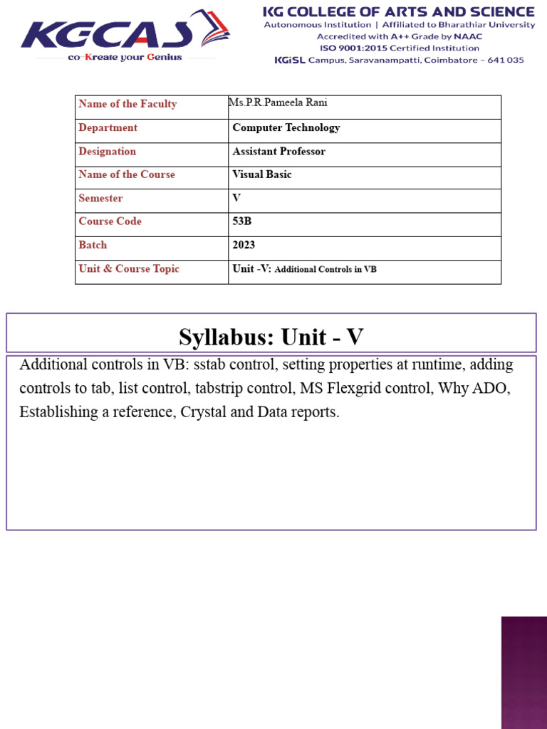 Vb-Unit V | PDF | Button (Computing) | Window (Computing)