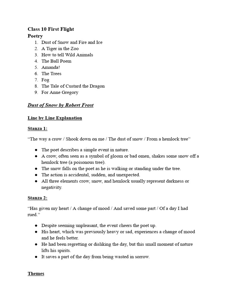 Class 10 First Flight Poetry | PDF | Poetry | Tiger