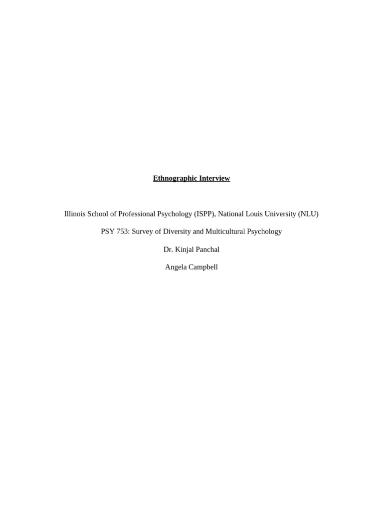 Ethnographic Interview | PDF