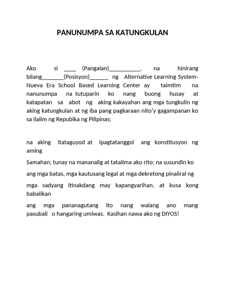 Panunumpa Sa Katungkulan | PDF
