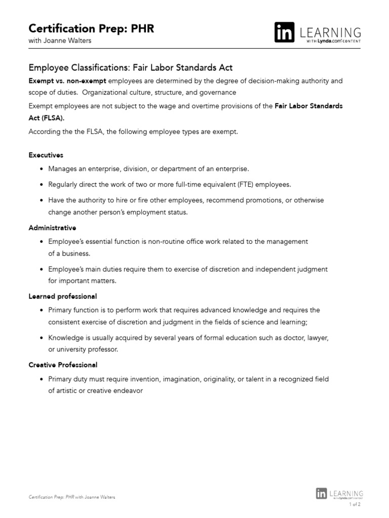 Employee Classifications | PDF | Employment | Business