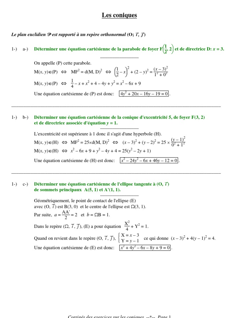 39 Coniques | PDF | Courbe | Variété (géométrie)