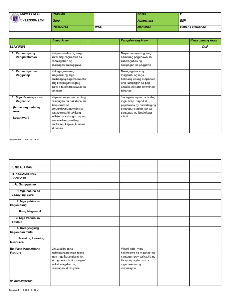 Esp9 Q3 WK6 Done | PDF