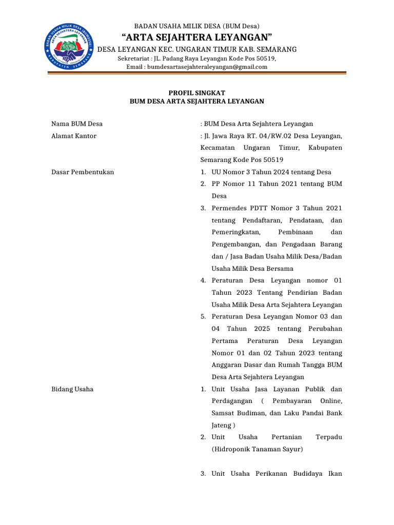 Profil Singkat BUM Desa | PDF