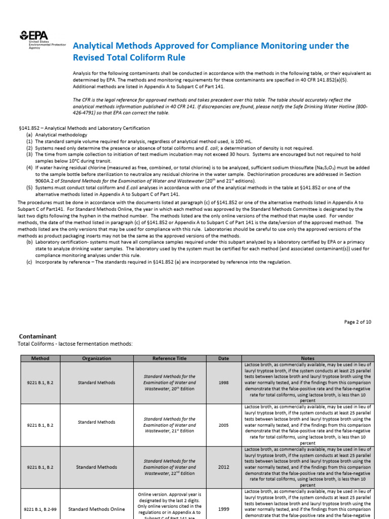 Rtcr Approved Methods Pdf Filtration Escherichia Coli 6439