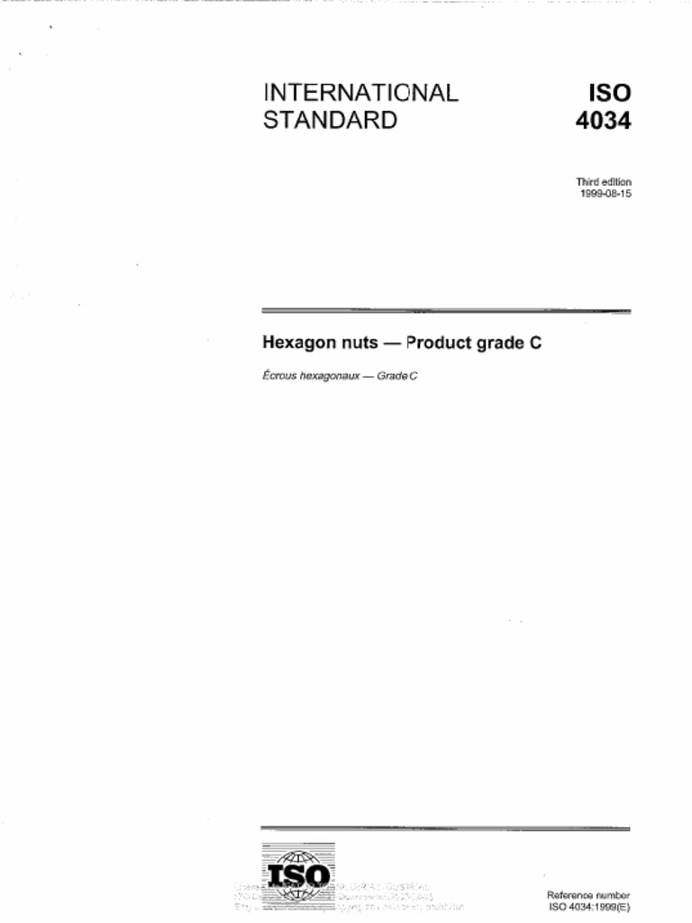 ISO 4034 1999 Hexagon Nuts Product Grade c 3 PDF Free | PDF