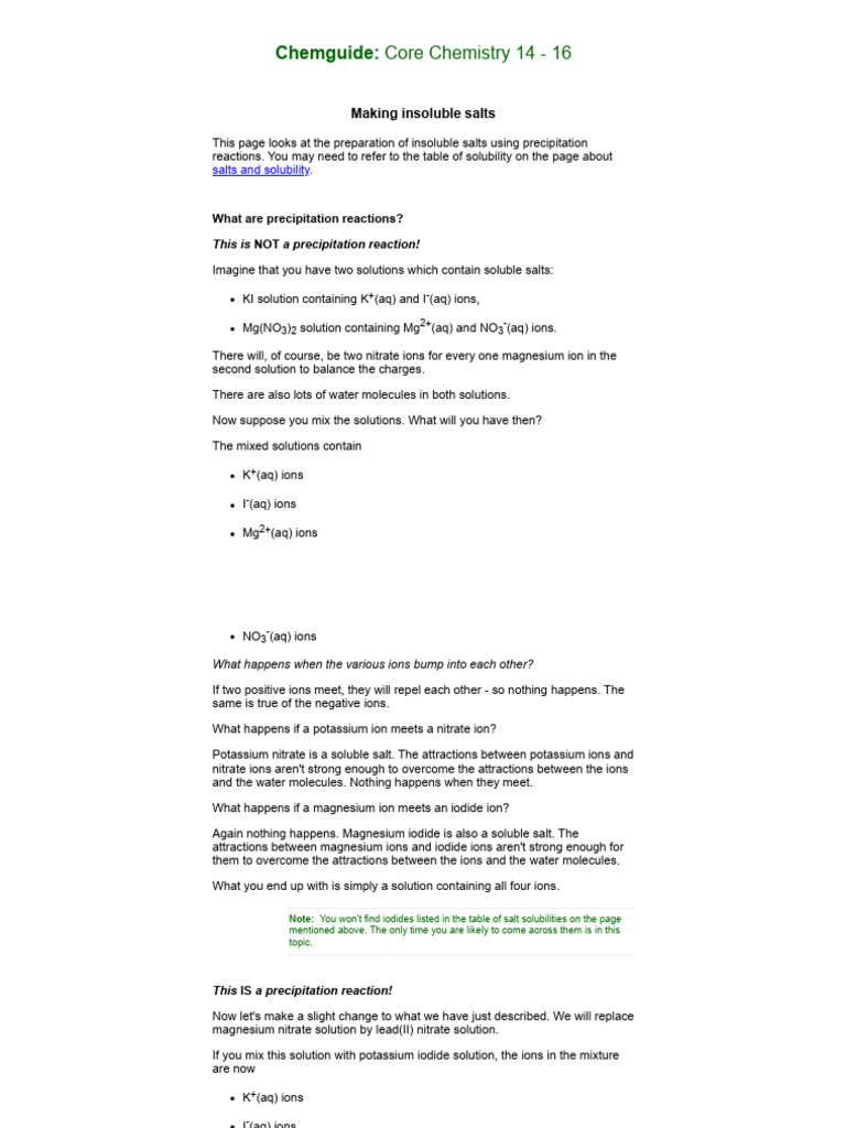 Making Insoluble Salts | PDF | Precipitation (Chemistry) | Salt (Chemistry)