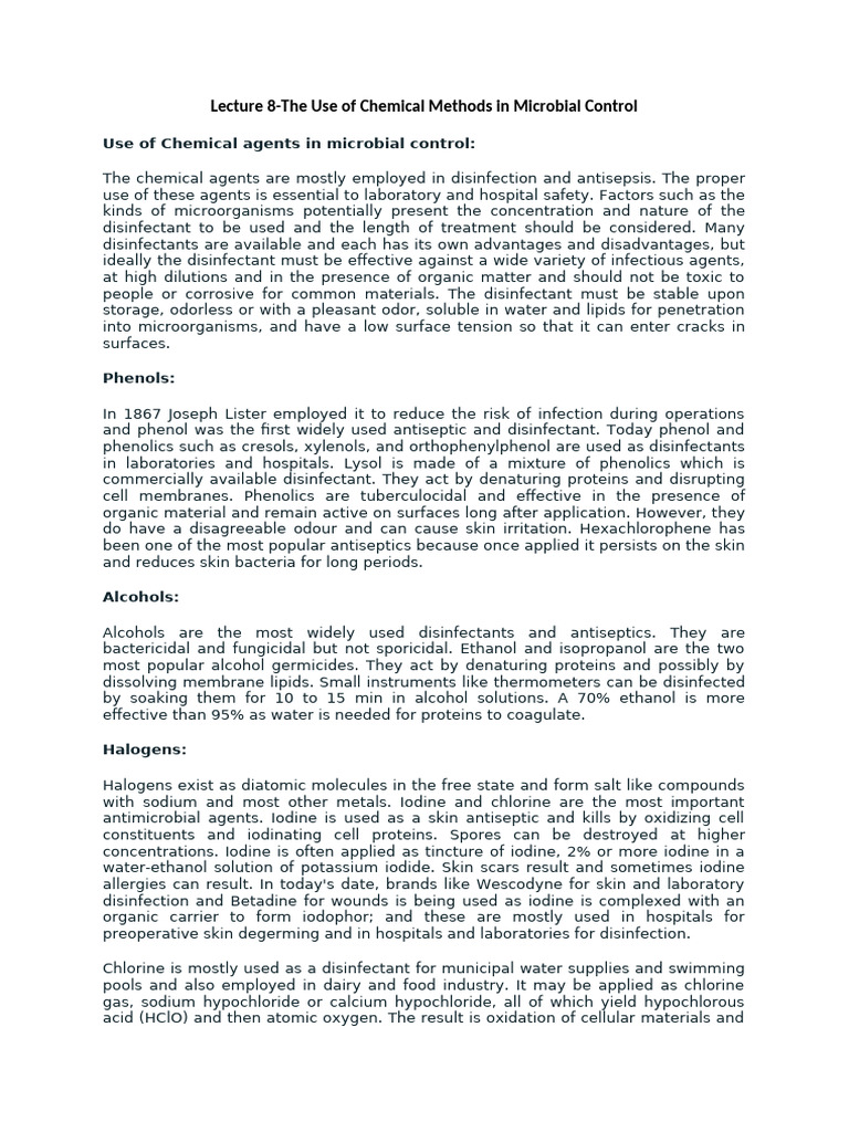 8-The Use of Chemical Methods in Microbial Control | PDF | Disinfectant ...