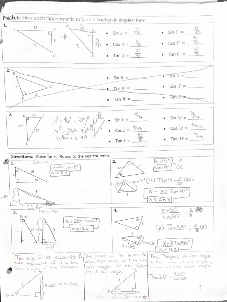 Practice Give Each Trigonometric Ratio As A Fraction in Simplest Form ...