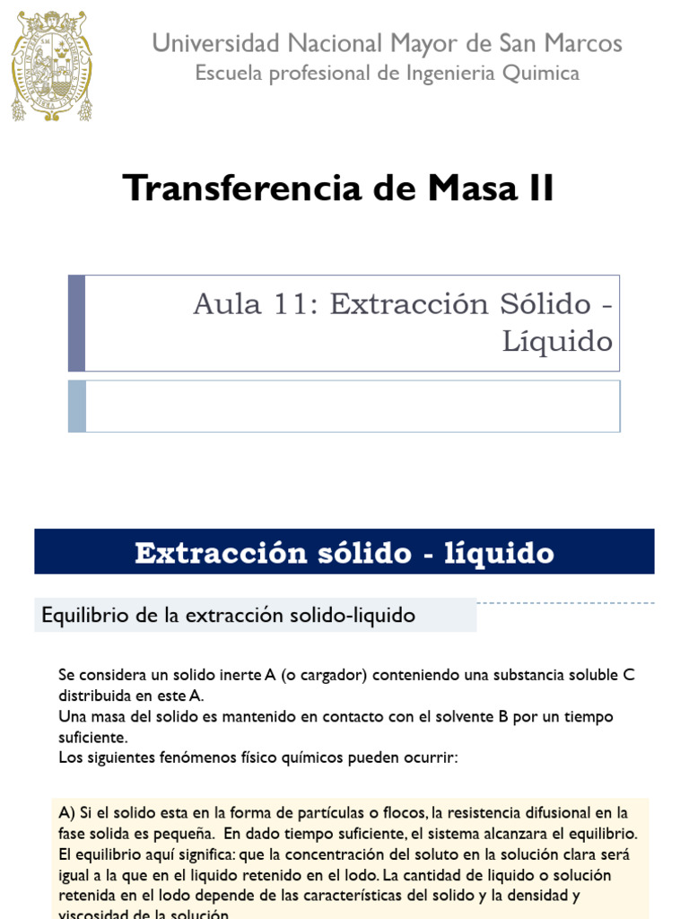 Aula 11 Extracción Sólido - Líquido | PDF | Concentración | Líquidos