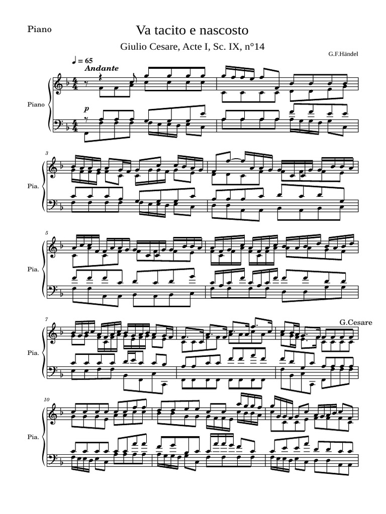 Va Tacito - Piano | PDF | Opera | Compositions