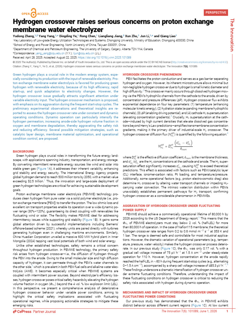 Hydrogen Crossover in PEM Water Electrolyzers | PDF | Energy Technology ...