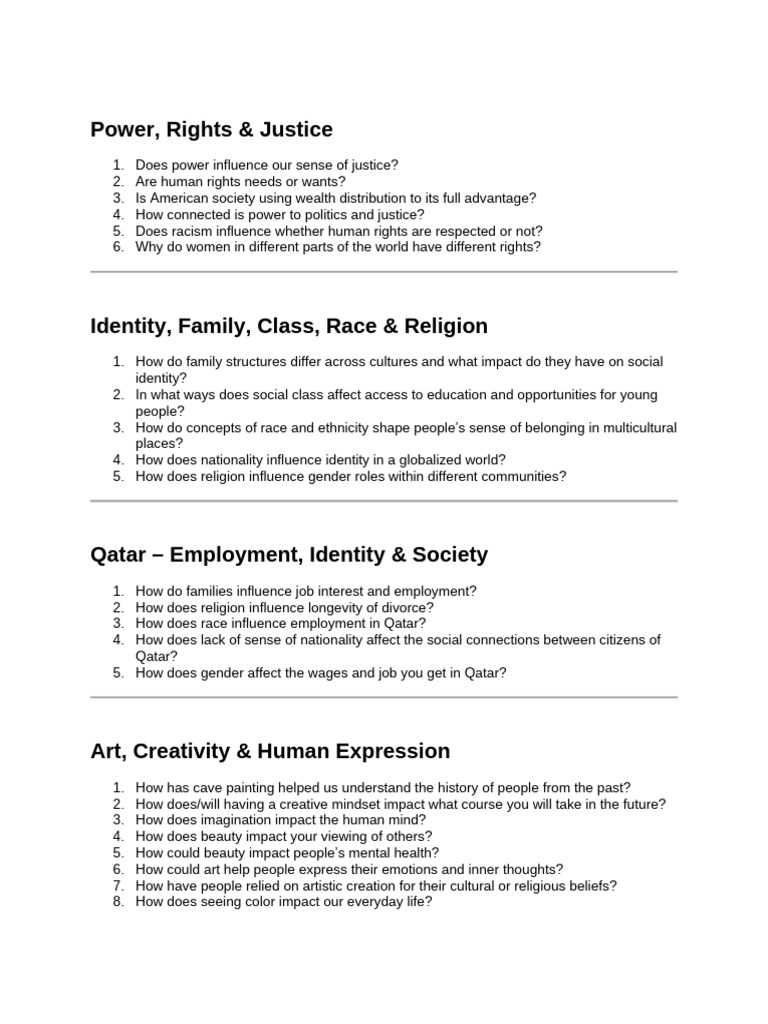 AP Research Questions | PDF | Value (Ethics) | Identity (Social Science)