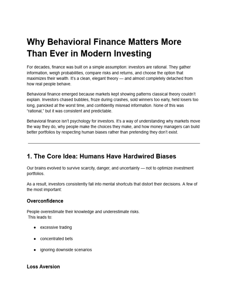 Why Behavioral Finance Matters More Than Ever in Modern Investing | PDF ...