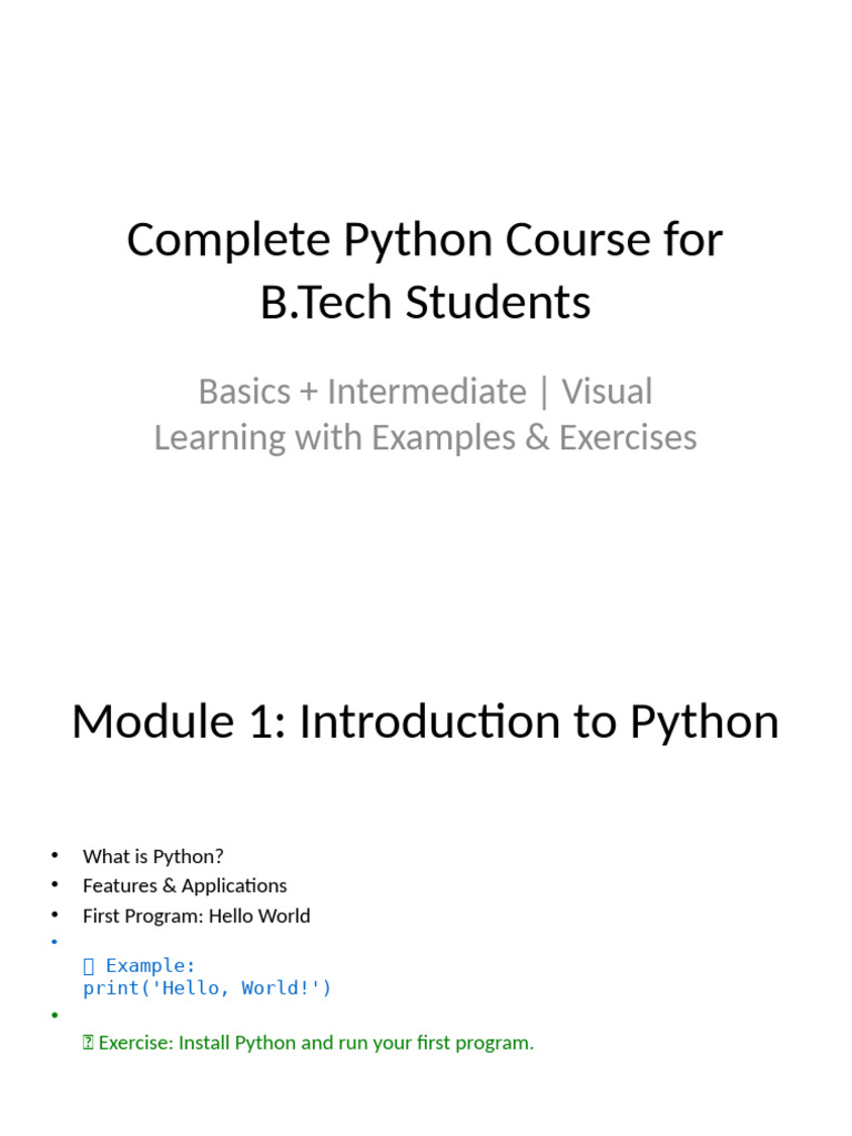 Complete Python Course BTech Visual | PDF | Python (Programming ...