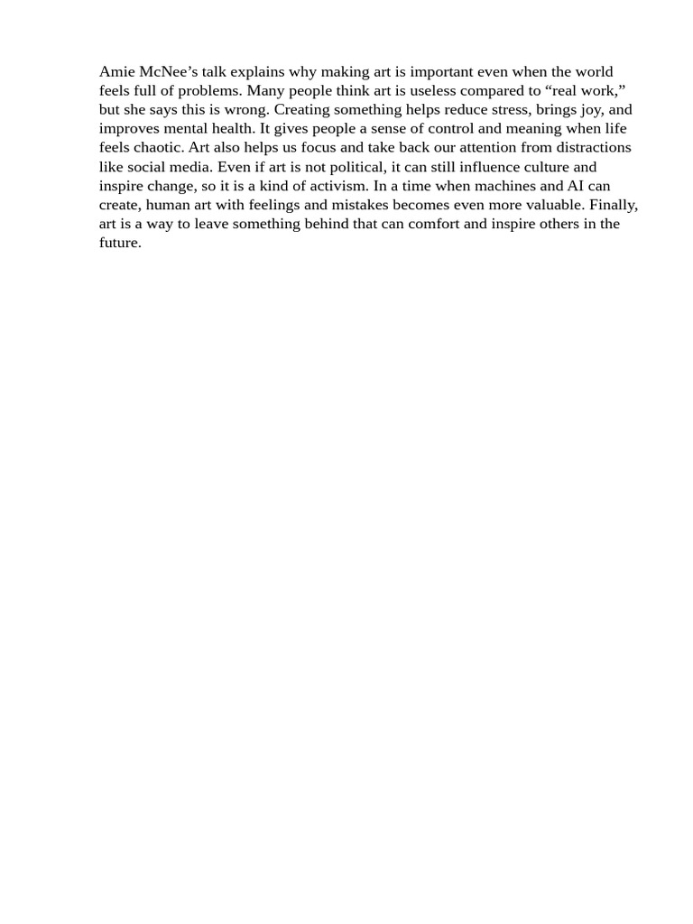 The Importance of Art in Troubling Times | PDF