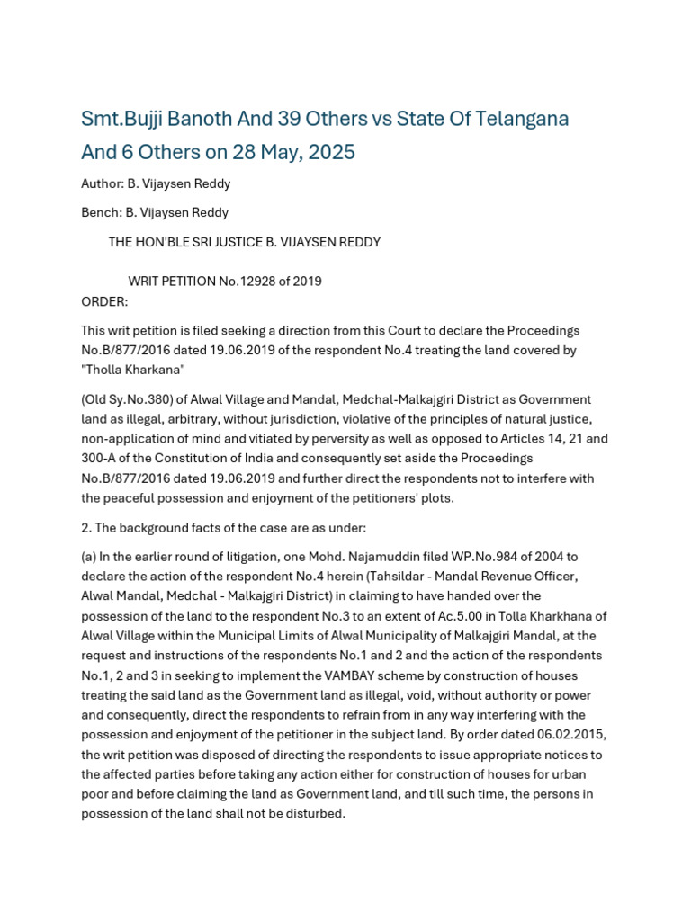 Smt. Bujji Banoth vs. State of Telangan Case | PDF | Summons | Deed