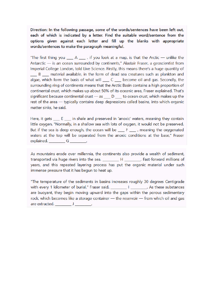 Cloze Test Questions | PDF
