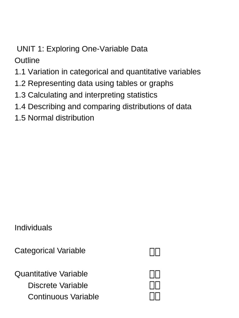 One-Variable Data Analysis Techniques | PDF