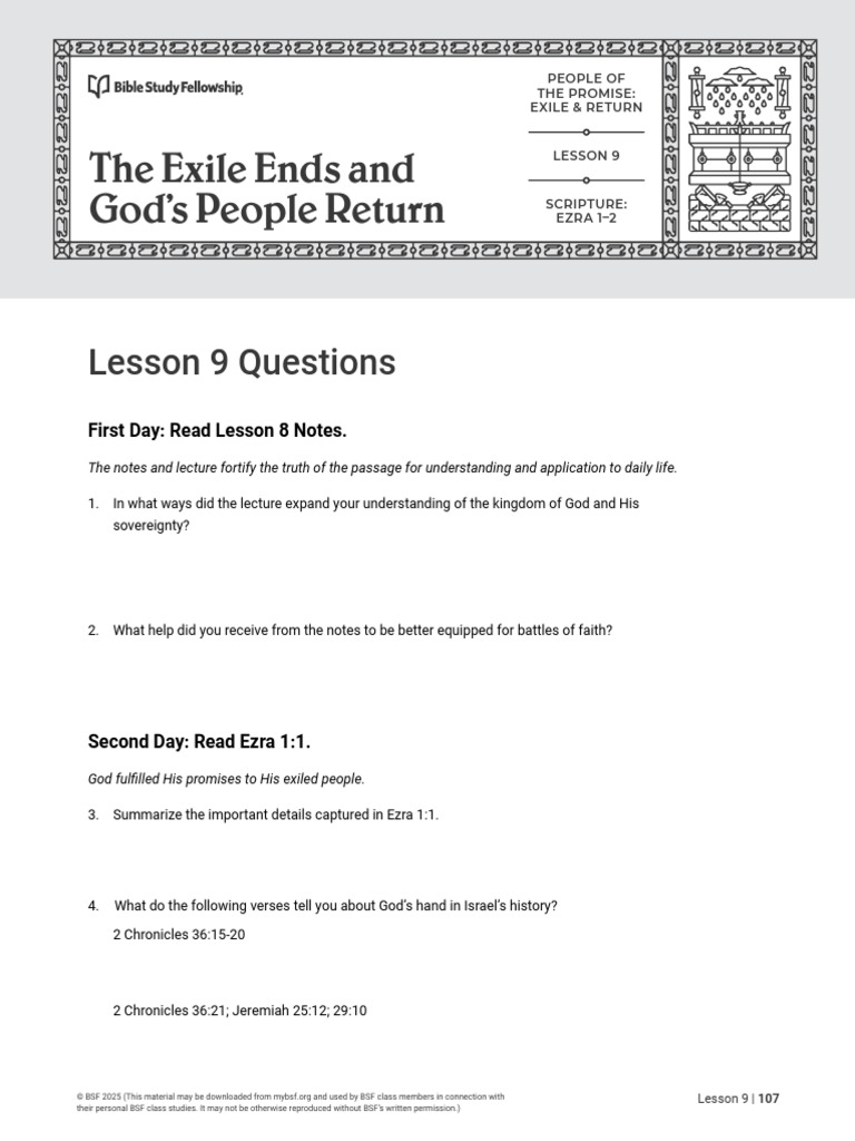 Exile & Return Lesson 09 PDF | PDF | Ezra | Babylonian Captivity