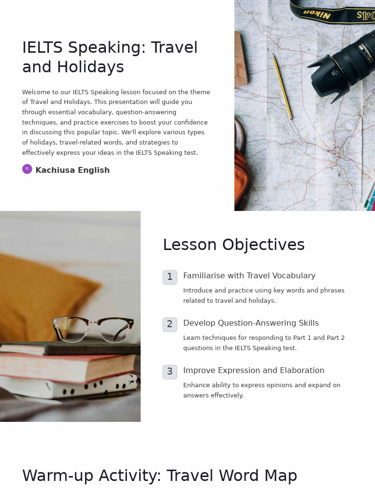 IELTS Speaking: Travel & Holidays Guide | PDF | Tourism | Vocabulary